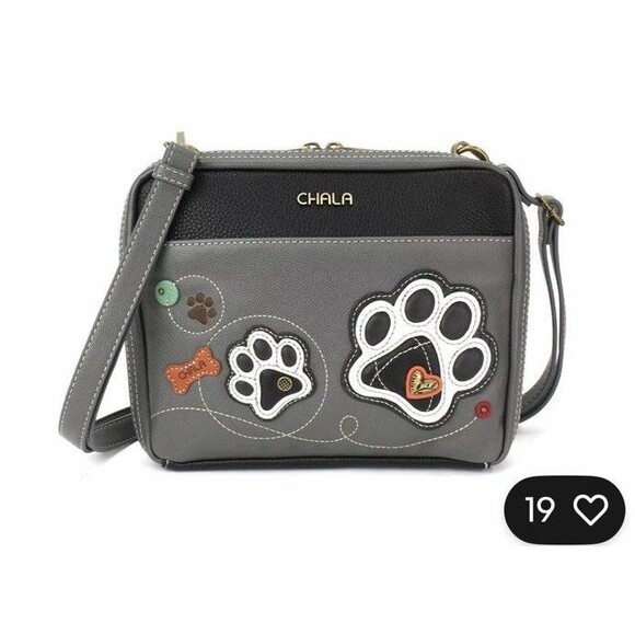 Chala | Bags | New Chala Gray Dog Puppy Paw Print Companion Organizer ...